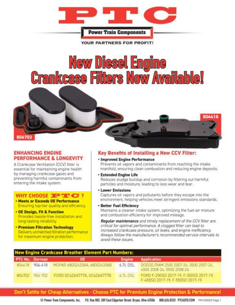 New Diesel Engine Crankcase Filters Now Available! | PTC